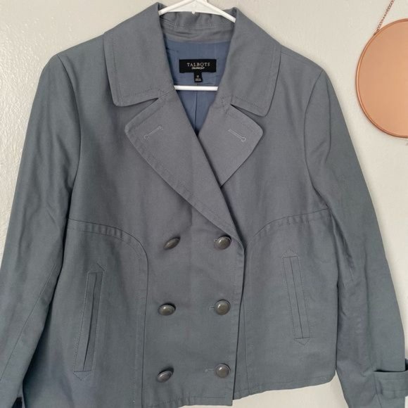 Talbots | Jackets & Coats | Talbots Muted Gray Blue Double Breasted ...
